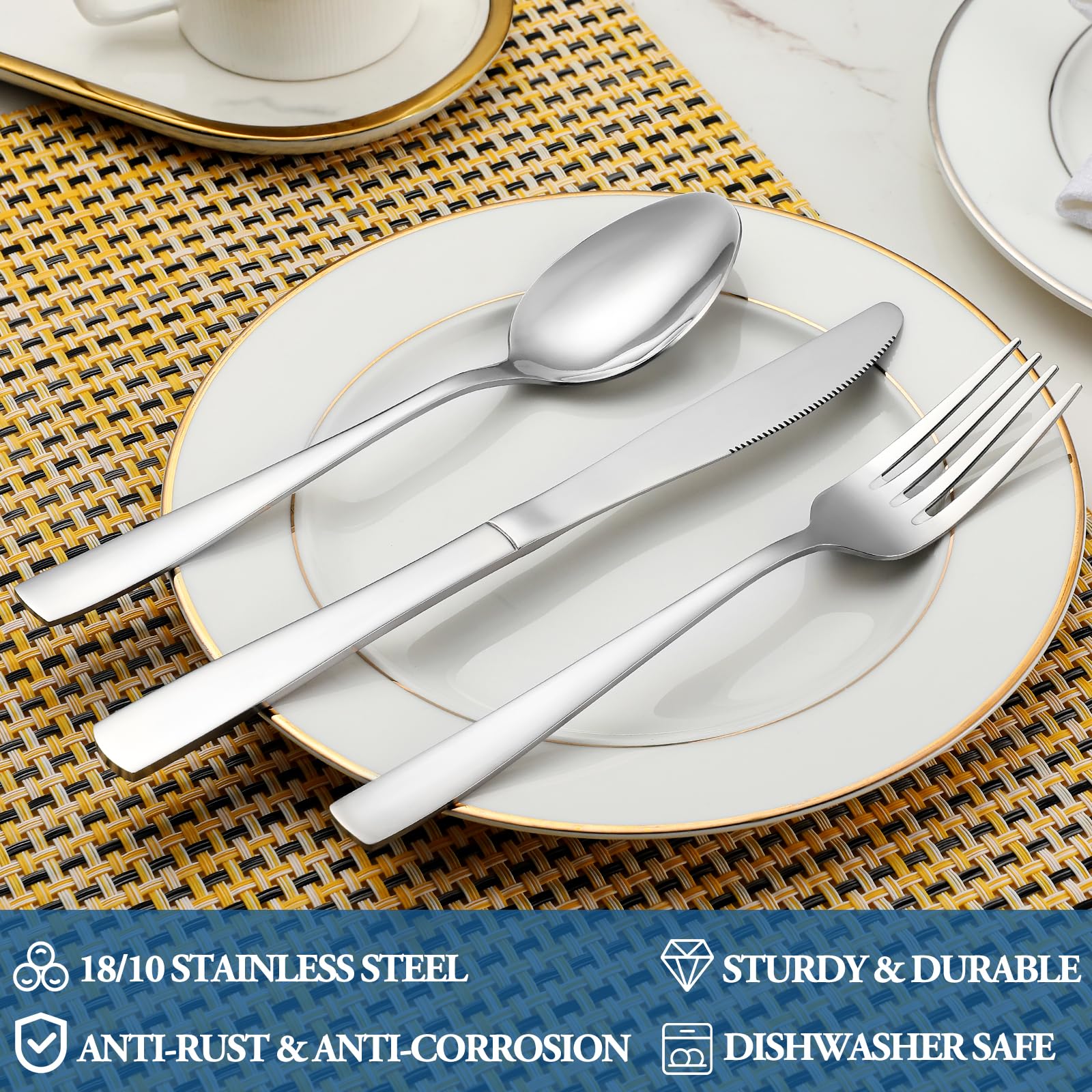 16 Piece Dinner Forks Set,Top Food Grade Extra-Fine Stainless Steel Forks with Squared Handle,Forks Silverware,Metal Forks for Home Kitchen Restaurant Hotel,8 Inches,Mirror Finish & Dishwasher Safe