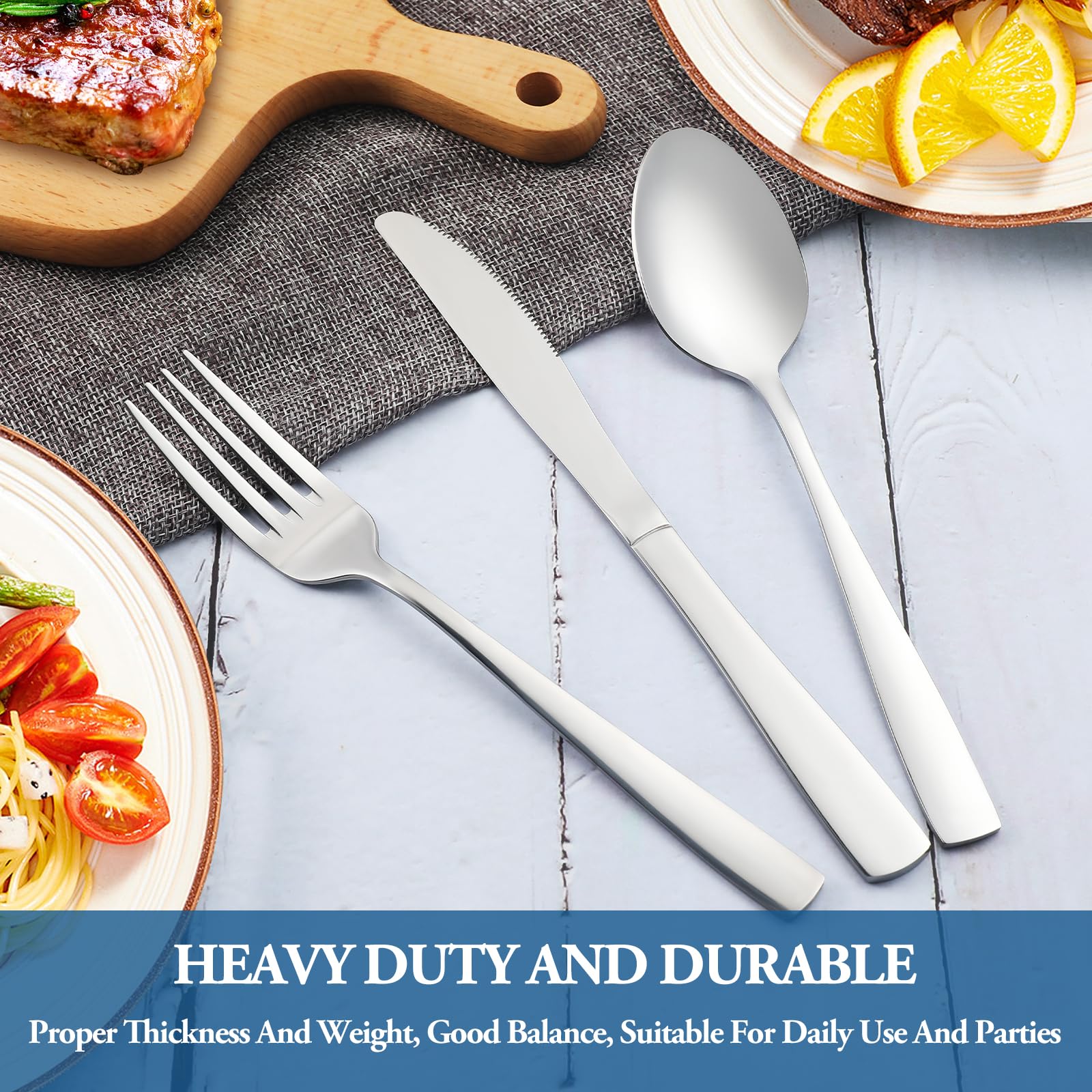 16 Piece Dinner Forks Set,Top Food Grade Extra-Fine Stainless Steel Forks with Squared Handle,Forks Silverware,Metal Forks for Home Kitchen Restaurant Hotel,8 Inches,Mirror Finish & Dishwasher Safe