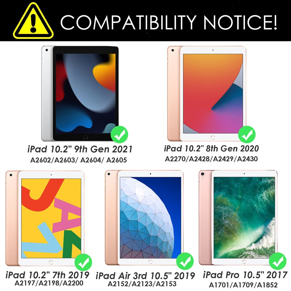 eoso Trackpad iPad Keyboard Case for Apple iPad 10.2" 2021 9th&8th&7th Gen, Air 3,Pro 10.5-7 Color Backlight,Touchpad Detachable Slim Cover with Pencil Holder (10.2"/10.5",Black)