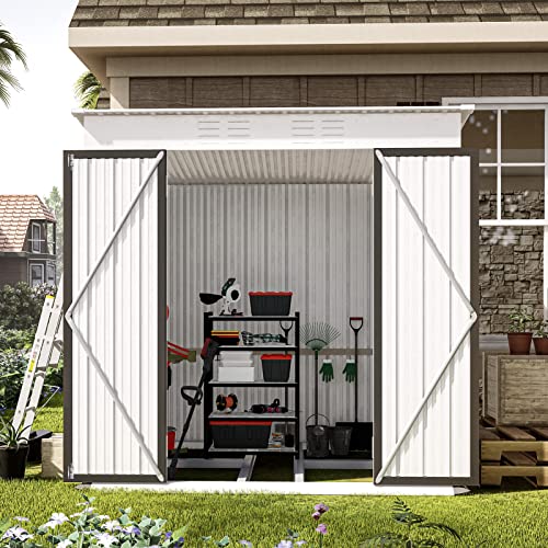 WIILAYOK 6' X 4' Storage Shed, Outdoot Shed with Floor Frame, Steel Garden Shed with Lockable Double Door,Tool Shed for Yard Perfect to Store Garden Tools Bike Accessories