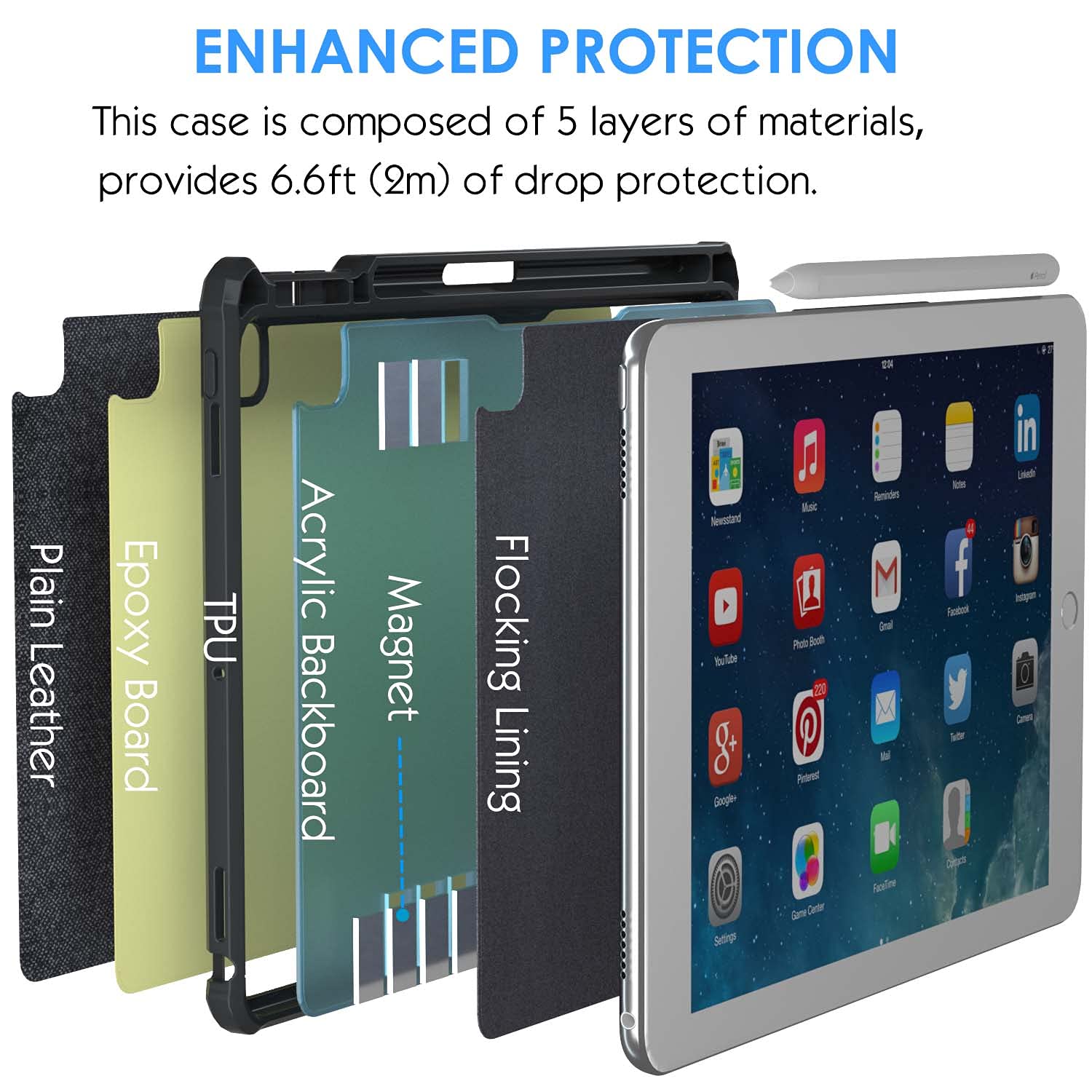 eoso Trackpad iPad Keyboard Case for Apple iPad 10.2" 2021 9th&8th&7th Gen, Air 3,Pro 10.5-7 Color Backlight,Touchpad Detachable Slim Cover with Pencil Holder (10.2"/10.5",Black)
