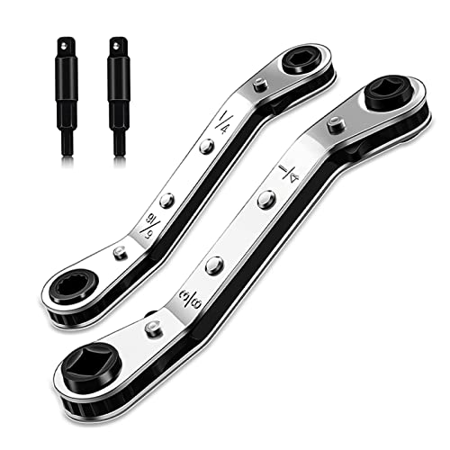 Hvac Service Wrench, Refrigeration Service Wrench Set Tools, 3/16β 3/8β 5/16β 1/4β Ratcheting Air Conditioner Service Wrench Hvac Tools for Refrigeration Equipment Repair