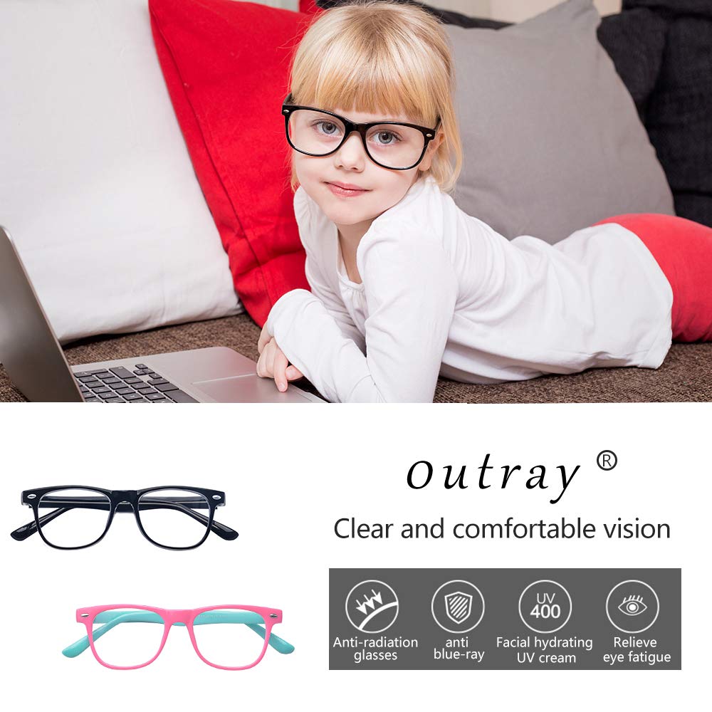Outray Kids Computer Anti Blue Light Glasses for Boys and Gilrs Anti Eyestrain 2185c3 Green