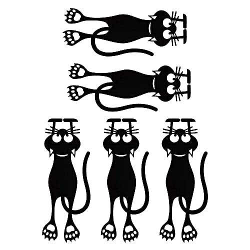 WSDMAVIS 5Pcs Black Cat Bookmark 3D Stereo Cartoon Wacky Animal Hollow Out Bookmarks for Kids and Students Reading Presents