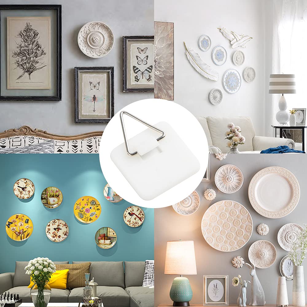 40 Pieces Invisible Adhesive Plate Hanger Vertical Plate Holders for The Wall Hooks Decorative Plates Wall Holders for Display 1.25 Inch