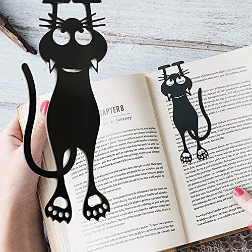 WSDMAVIS 5Pcs Black Cat Bookmark 3D Stereo Cartoon Wacky Animal Hollow Out Bookmarks for Kids and Students Reading Presents