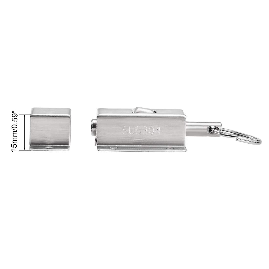 uxcell Door Barrel Bolt, Stainless Steel 304 Ring-Pull Spring Loaded Auto Sliding Lock, 2 Pcs