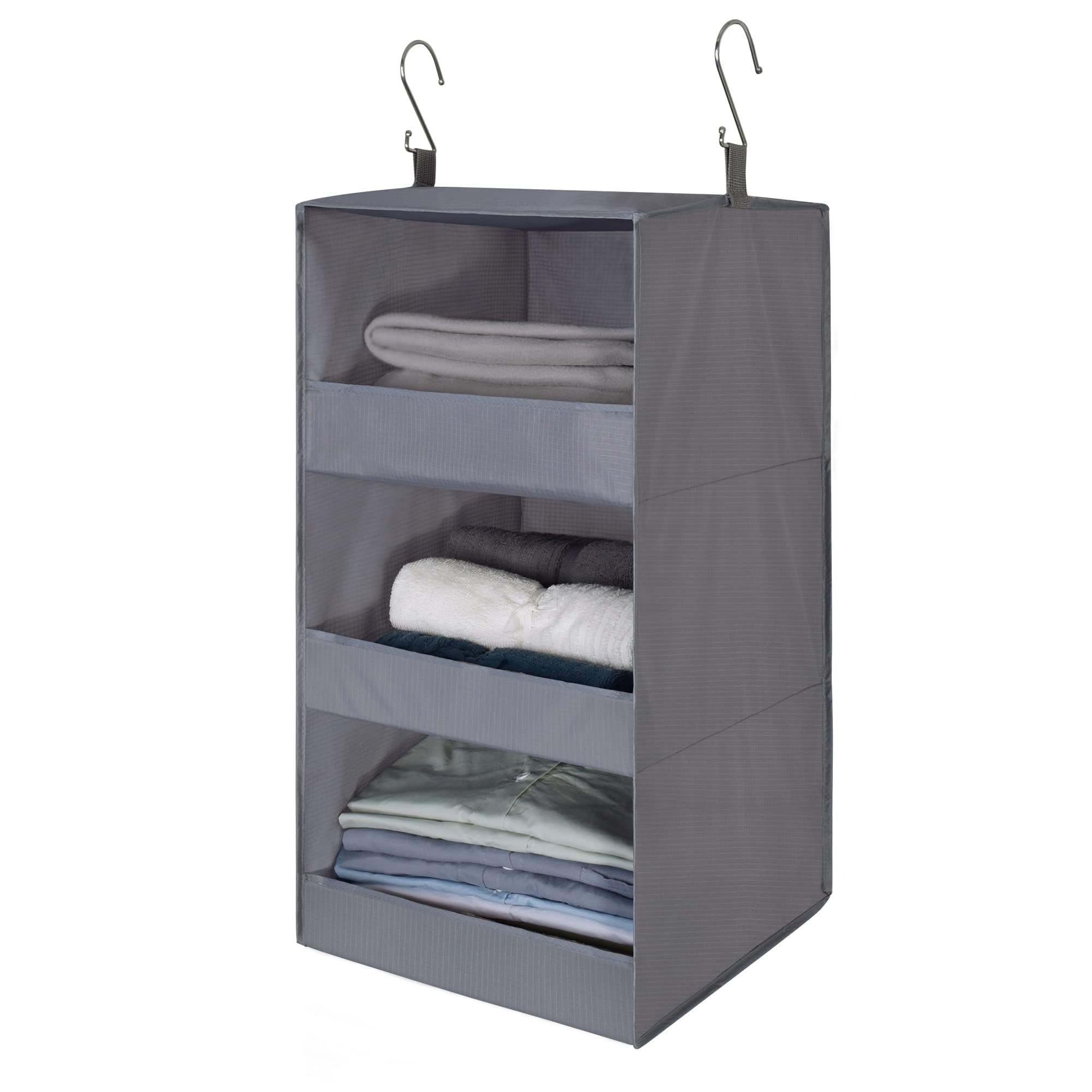 GRANNY SAYS 3-Shelf Hanging Closet Organizer, Collapsible Hanging Closet Shelves, Hanging Organizer for Closet & RV, Gray, 29 ¾" H X 12" W X 12" D, 1-Pack