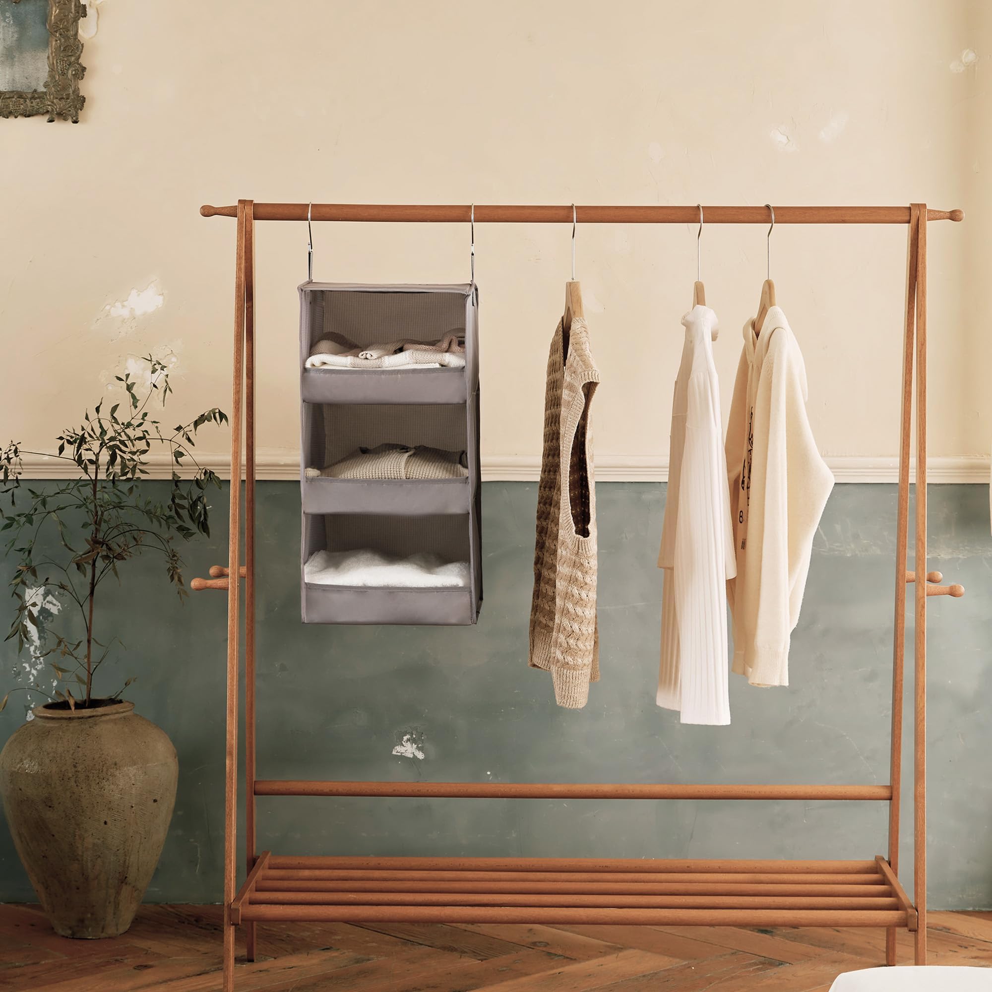 GRANNY SAYS 3-Shelf Hanging Closet Organizer, Collapsible Hanging Closet Shelves, Hanging Organizer for Closet & RV, Gray, 29 ¾" H X 12" W X 12" D, 1-Pack