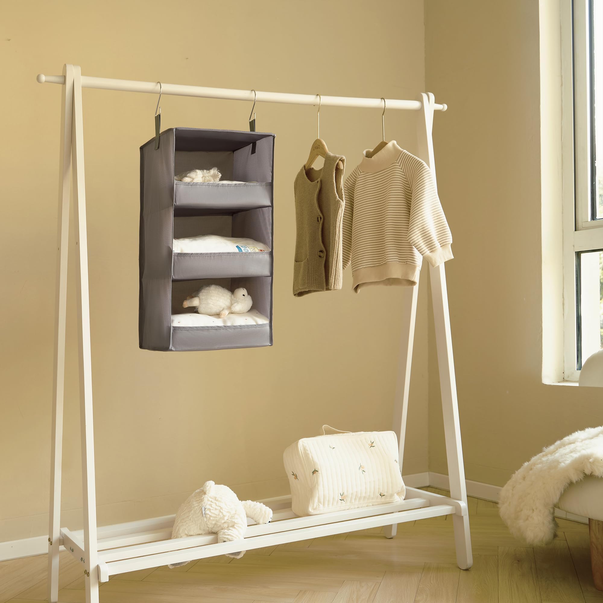 GRANNY SAYS 3-Shelf Hanging Closet Organizer, Collapsible Hanging Closet Shelves, Hanging Organizer for Closet & RV, Gray, 29 ¾" H X 12" W X 12" D, 1-Pack