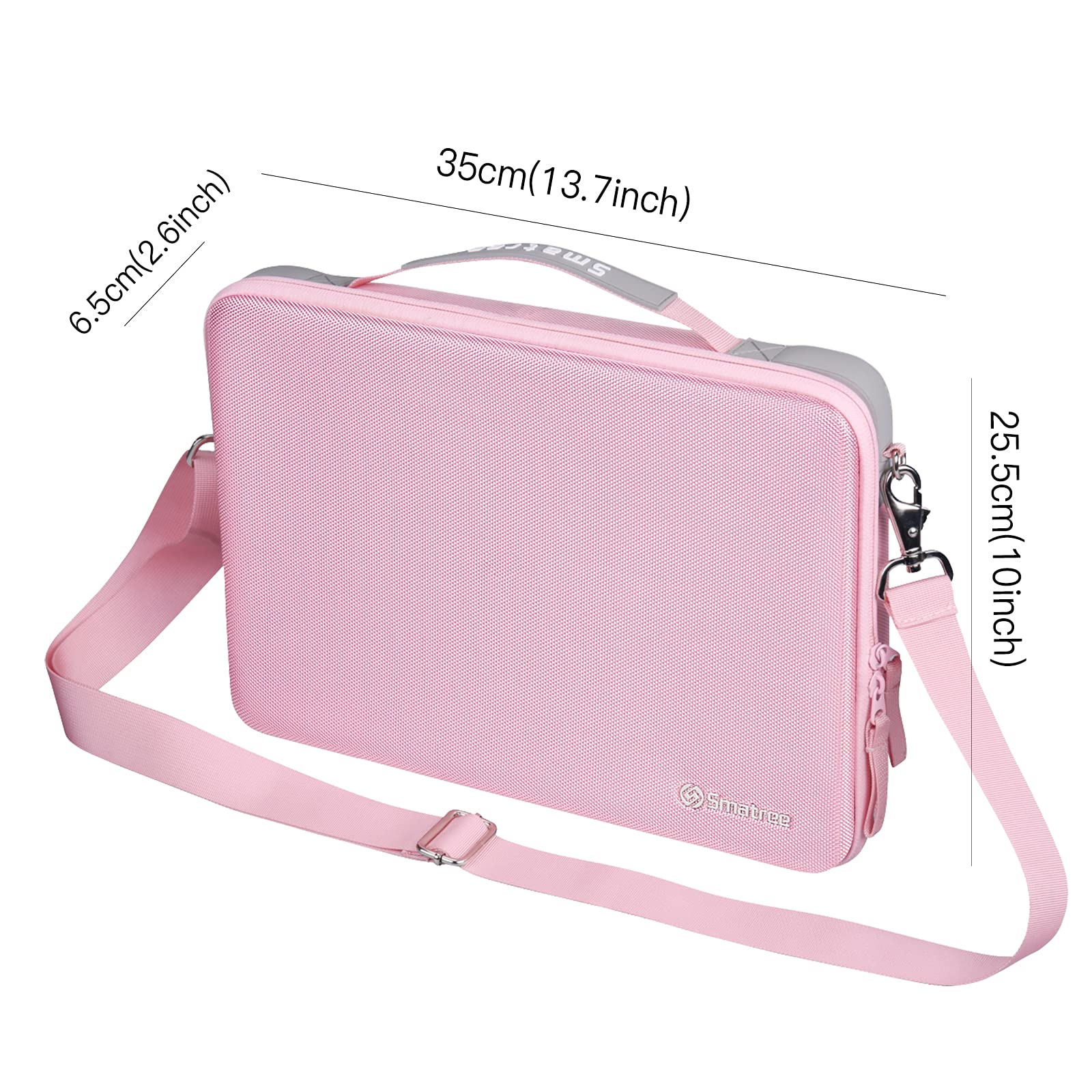 Smatree Hard Shell Carrying Case Compatible for 14 inch MacBook Pro 2024/2023 A2918/A2992/A2779,13 inch MacBook Air 2024/2022 A3313/A2681,13 inch iPad Pro M4 2024, Laptop and Tablet Shoulder Bag(Pink)