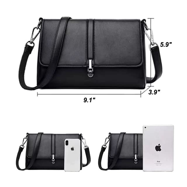Small Shoulder Bag with 2 Removable Straps Leather Crossbody Clutch Purse Tote Handbag for Women Brown