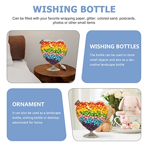 Tofficu Glass Jar Bottle with Cork Heart Shaped Wishing Bottle Plants Showing Bottle Desktop Hydroponic Plant Vase for Home Wedding Party Decoration