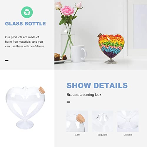 Tofficu Glass Jar Bottle with Cork Heart Shaped Wishing Bottle Plants Showing Bottle Desktop Hydroponic Plant Vase for Home Wedding Party Decoration