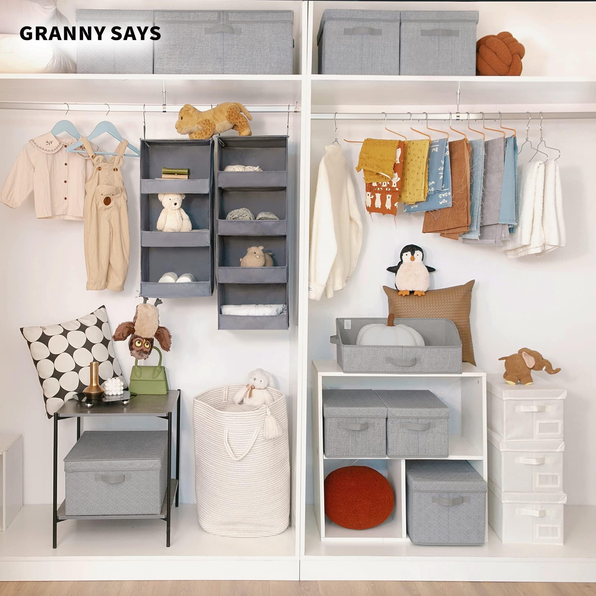 GRANNY SAYS 3-Shelf Hanging Closet Organizer, Collapsible Hanging Closet Shelves, Hanging Organizer for Closet & RV, Gray, 29 ¾" H X 12" W X 12" D, 1-Pack