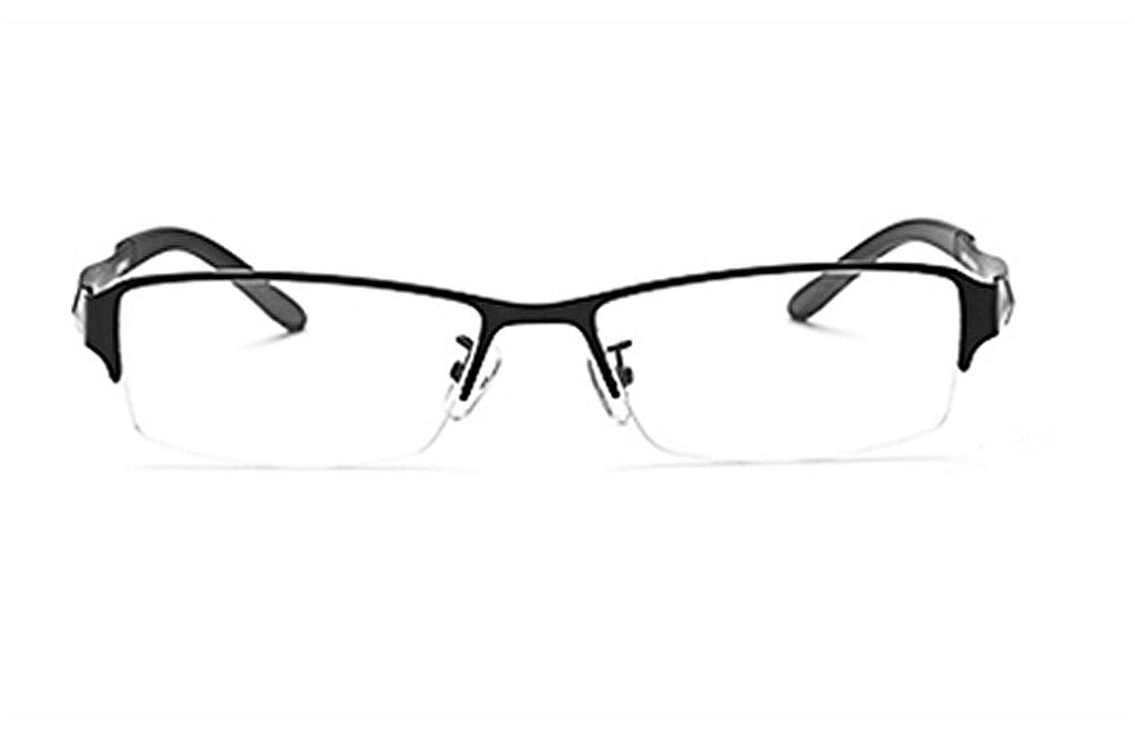 LUOMON Semi-Rimless Eyeglasses EG002 - Pure Black | Blue Light Blocking & Anti Glare Lenses for Comfortable Vision