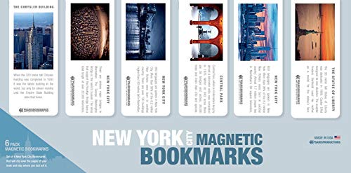 Psaris Productions Set of 6 Large New York Magnetic Bookmarks with "Soft Touch" Silky Smooth Coating #2. Made in USA