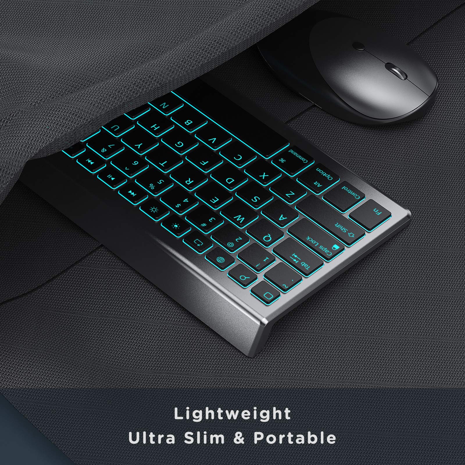 Keyboard and Mouse for iPad, iPhone, Wireless Bluetooth Backlit Keyboard and Mice for iPad 10.2 2019, 2020, iPad Air 4, iPad Pro 11, 12.9 in, iPhone 8, iPhone 11, ect, Space Gray