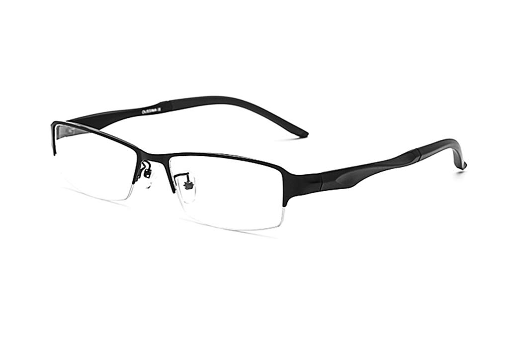 LUOMON Semi-Rimless Eyeglasses EG002 - Pure Black | Blue Light Blocking & Anti Glare Lenses for Comfortable Vision