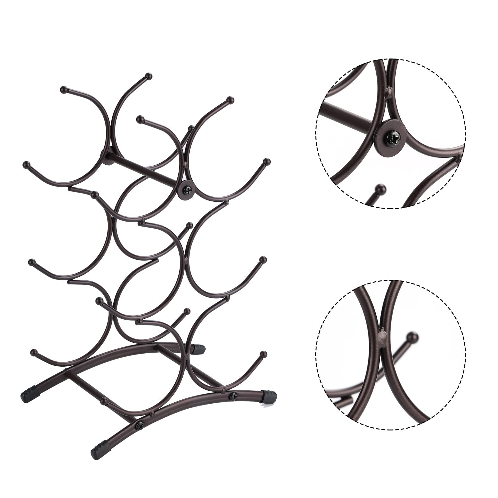SCDGRW Wine Racks Countertop, 9 Bottles Wine Holder for Wine Storage, Small Wine Rack, Modern Black Metal Wine Holder Stands, Wine Storage for Pantry, Bar, Cabinet, No Assembly Required