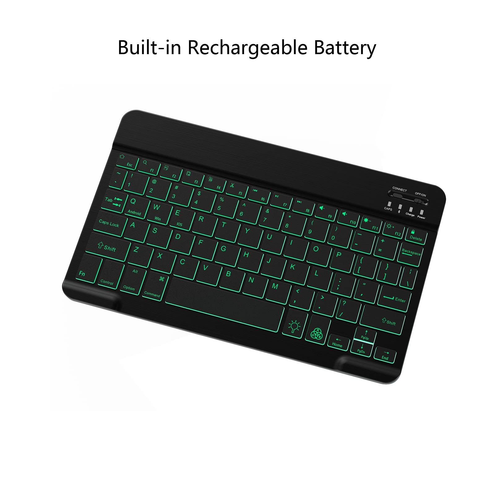 7 Color Backlit Bluetooth Keyboard for iPad 10th 9th Gen, iPad Pro M4 13 12.9 11 inch, iPad Air M2 5th 4th Generation, iPad Mini iPhone Slim Rechargeable Android Tablet Phone Wireless Keyboard (Black)