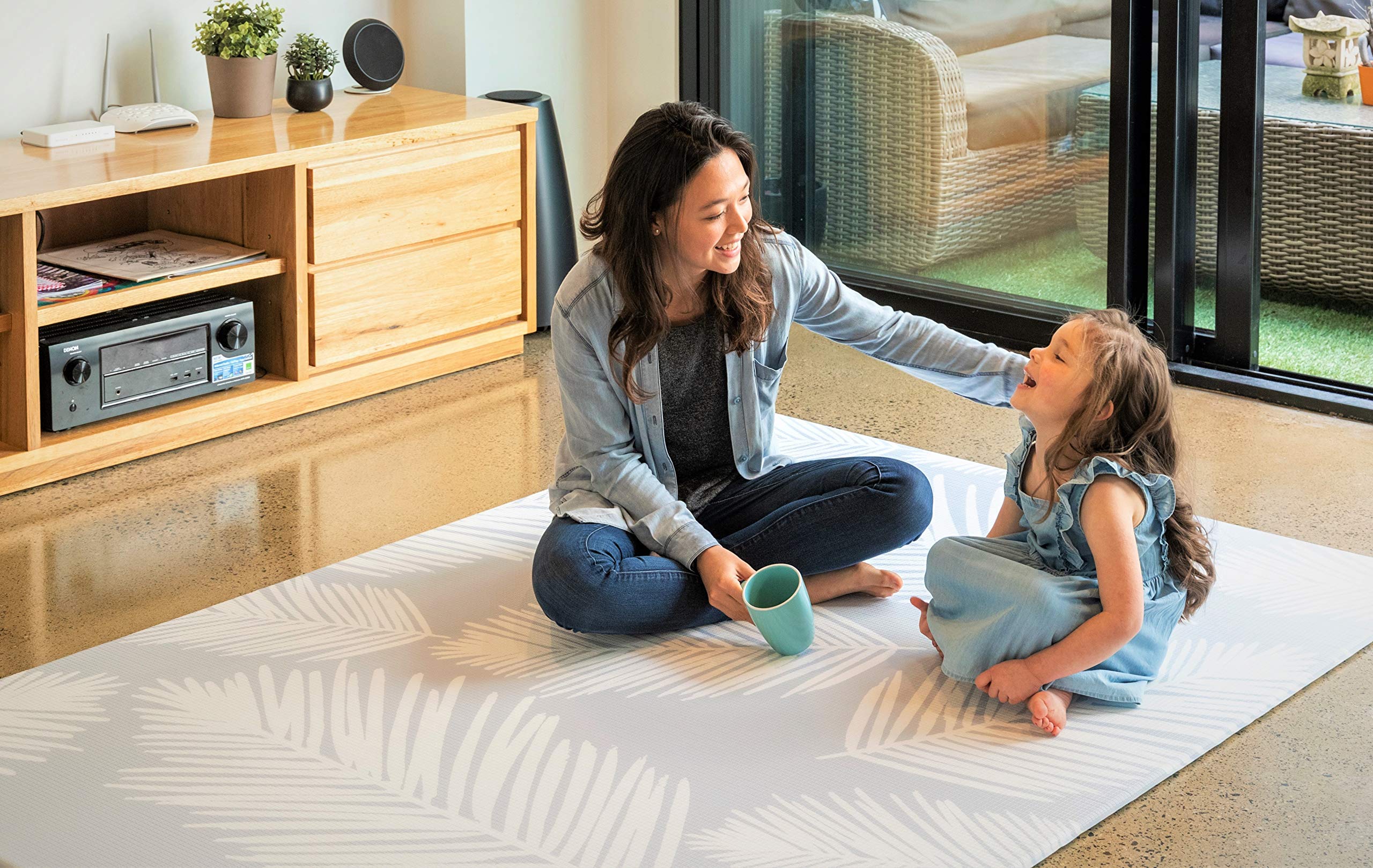 Stylish Reversible Foam Floor Mats – Soft Baby Play Mat for Playing, Tummy Time, Crawling Mat | Toddler, Kids playmat |Exercise Mat, Yoga Mat | Non-Toxic, Waterproof, Easy-to-Clean | Large Gray - Blue