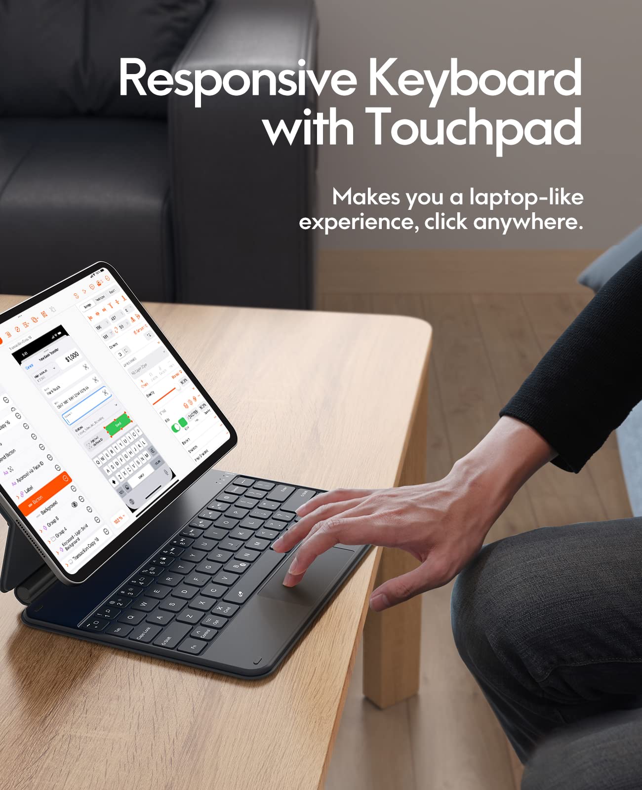 CHESONA Magnetic Floating Keyboard Case for iPad Pro 11 2022, Multi-Touch Trackpad with 7 Color Backlit, Wireless Keyboard for iPad Pro 11 inch 2022 4th/3rd/2nd/1st Gen, for iPad Air 5th/4th Gen,Black