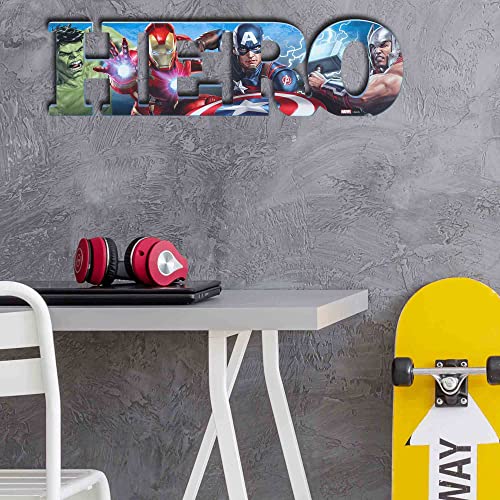 Open Road Brands Marvel Hero Character Collage Wood Block Decor - Hang or Display in a Bedroom, Play Room or Man Cave
