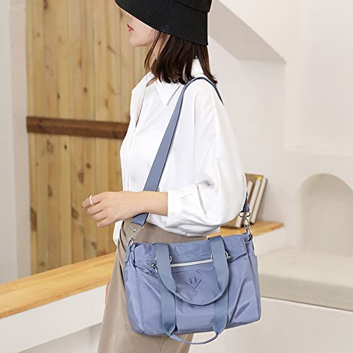 Lavogel Triple Compartment Tote Shoulder Bag Nylon Crossbody Purse For Women Lightweight Purses and Handbags (Black)