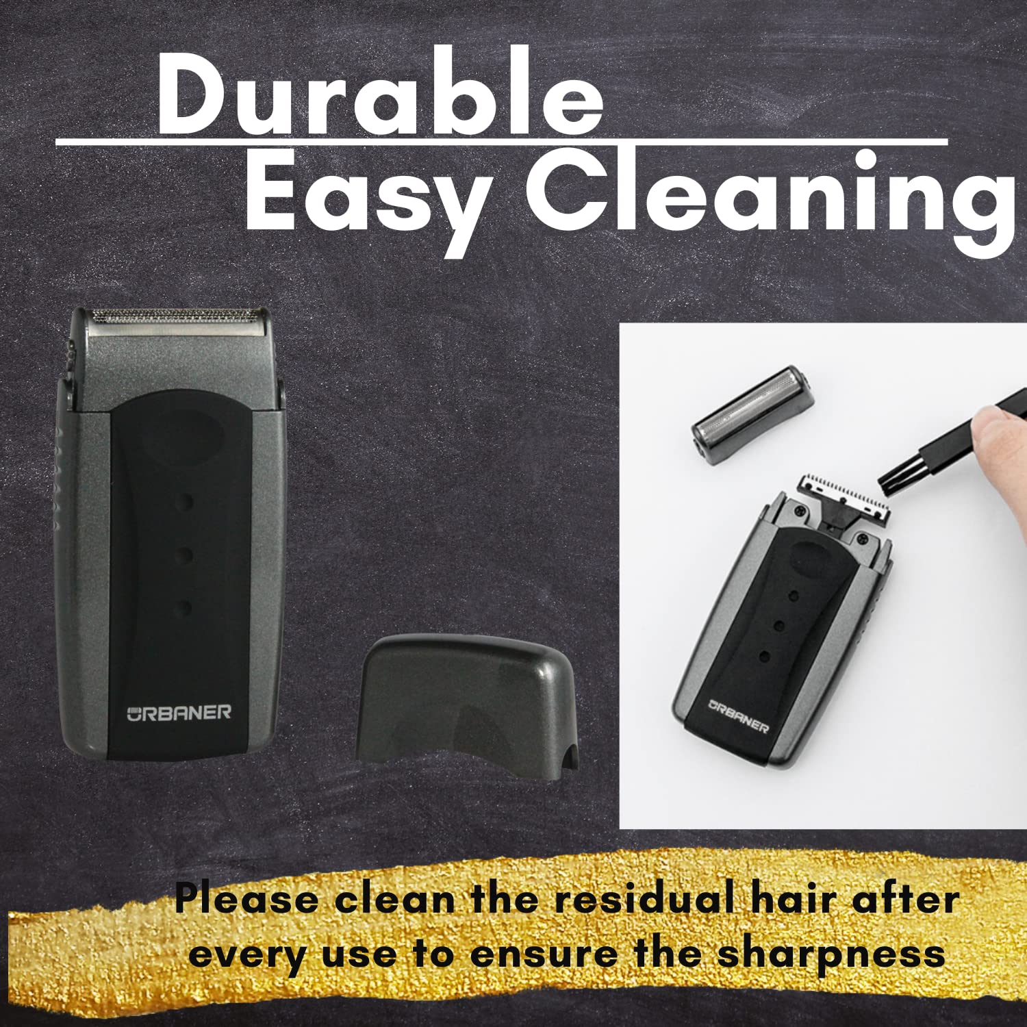 RBANER Battery Powered Beard Shaver for Men, Portable Electric Clipper, Cordless Facial Hair Trimmer, Safe Blade, Single Foil Professional Mini Razor, MB-043