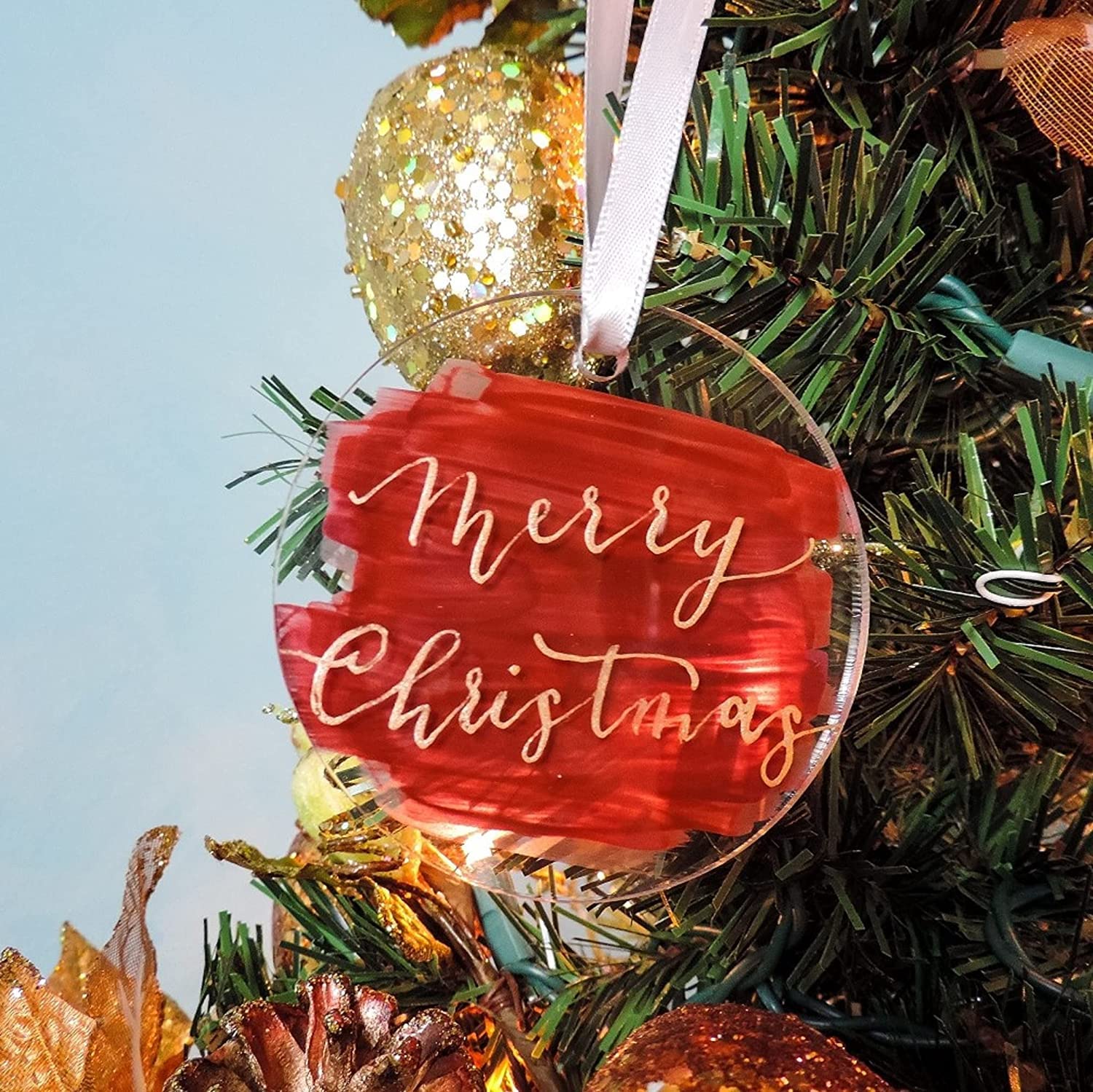 UNIQOOO 3.25“ Clear Acrylic Christmas Tree Ornament, Stocking Gift Tag, Acrylic Blanks, Wedding Gift Tag, Pack of 20