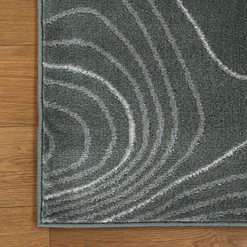 SUPERIOR Indoor Runner Rug, Modern Abstract Decor for Living/Dining Room, Office, Bedroom, Entryway, Kitchen, Dorm, Playroom, Hardwood Floor Throw, Jute Backing, Veer Collection, 2' 7" x 8', Slate