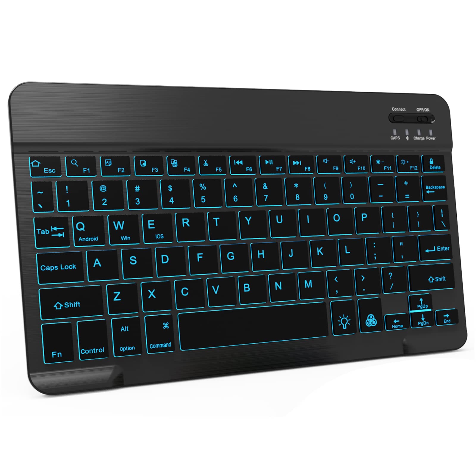 7 Color Backlit Bluetooth Keyboard for iPad 10th 9th Gen, iPad Pro M4 13 12.9 11 inch, iPad Air M2 5th 4th Generation, iPad Mini iPhone Slim Rechargeable Android Tablet Phone Wireless Keyboard (Black)