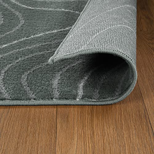 SUPERIOR Indoor Runner Rug, Modern Abstract Decor for Living/Dining Room, Office, Bedroom, Entryway, Kitchen, Dorm, Playroom, Hardwood Floor Throw, Jute Backing, Veer Collection, 2' 7" x 8', Slate