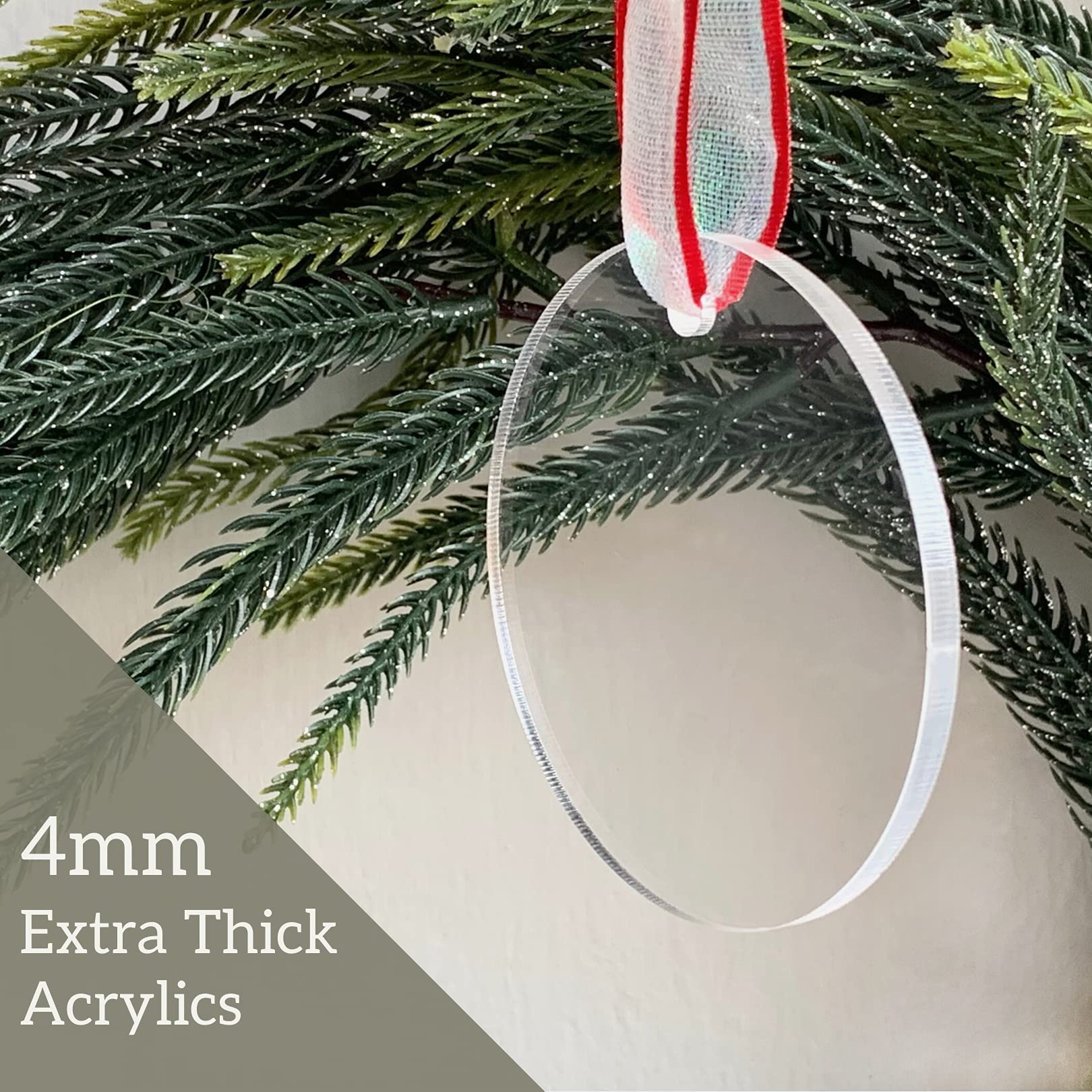 UNIQOOO 3.25β Clear Acrylic Christmas Tree Ornament, Stocking Gift Tag, Acrylic Blanks, Wedding Gift Tag, Pack of 20