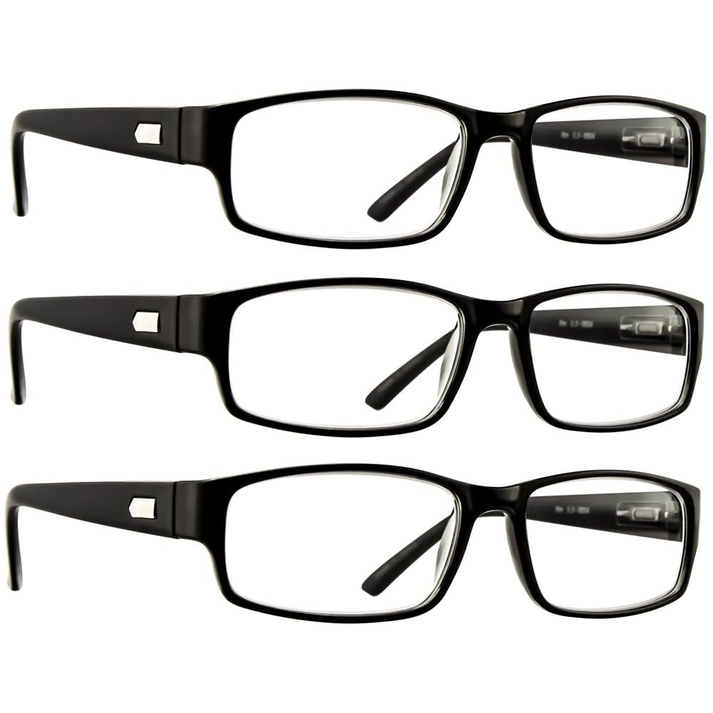 TruVision Readers Reading Glasses - 9504H - 3 Pack - Black - 1.75