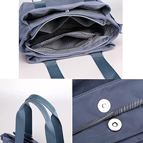 Lavogel Triple Compartment Tote Shoulder Bag Nylon Crossbody Purse For Women Lightweight Purses and Handbags (Black)