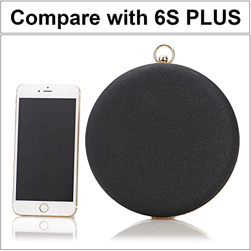 Round Evening Bag Sparkling Glitter Purse Rhinestone Top Handle for Party Cross Body Shoulder Bag for Wedding Bridal (Black)