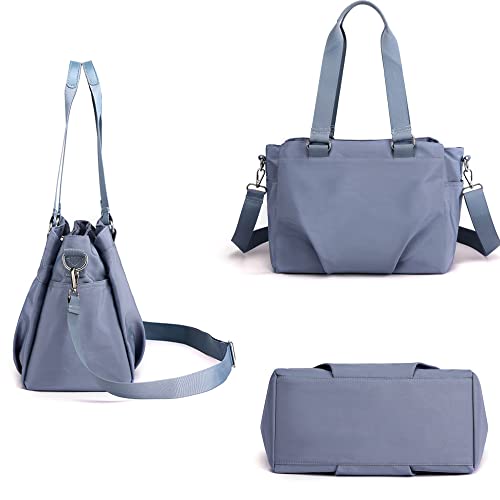 Lavogel Triple Compartment Tote Shoulder Bag Nylon Crossbody Purse For Women Lightweight Purses and Handbags (Black)
