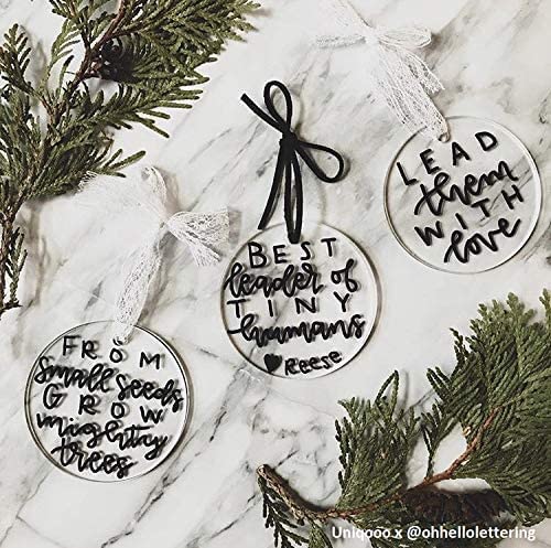 UNIQOOO 3.25β Clear Acrylic Christmas Tree Ornament, Stocking Gift Tag, Acrylic Blanks, Wedding Gift Tag, Pack of 20