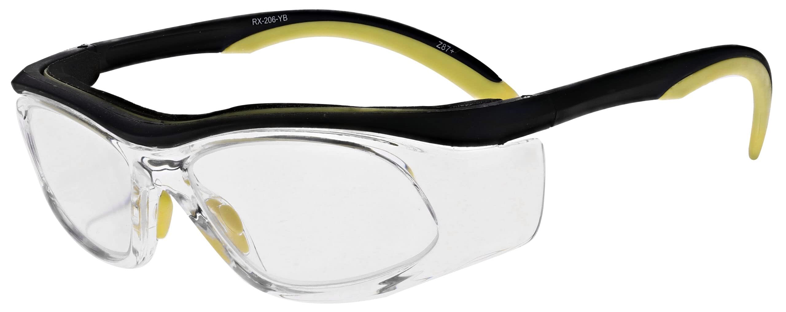 Safety Reading Glasses 206YB with Full Clear Magnifying Lenses, 1.00 to 3.00 Diopter, ANSI Z87 Approved (Black/Yellow, 1.75, x)