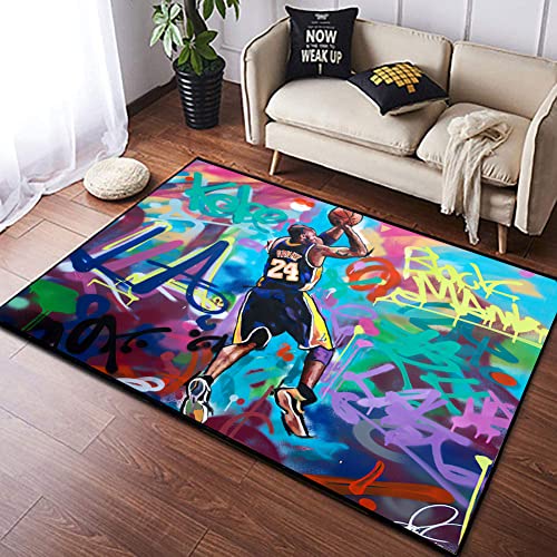 LOWEI Carpets for Teen Boys Gifts Basketball Area Rug Bedroom Non-Slip Home Floor Mat Living Room Printed Decor Sofa (60x39Inch, Color8) .