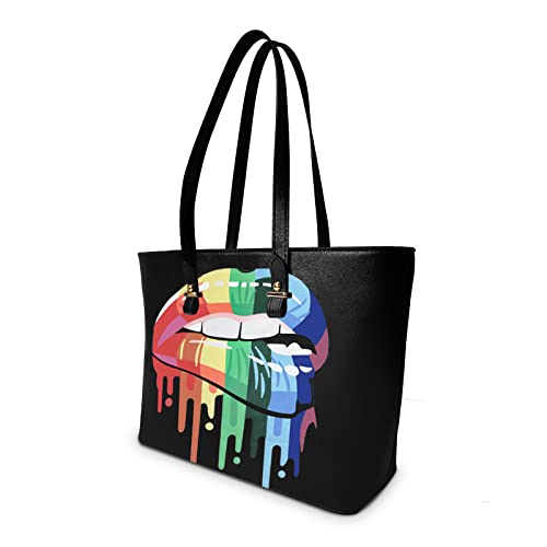 Satchel Bags for Women Fashion Handbag Leather Shoulder Bag Large Capacity Black Work Bag 2 PCS Set (Mouth)