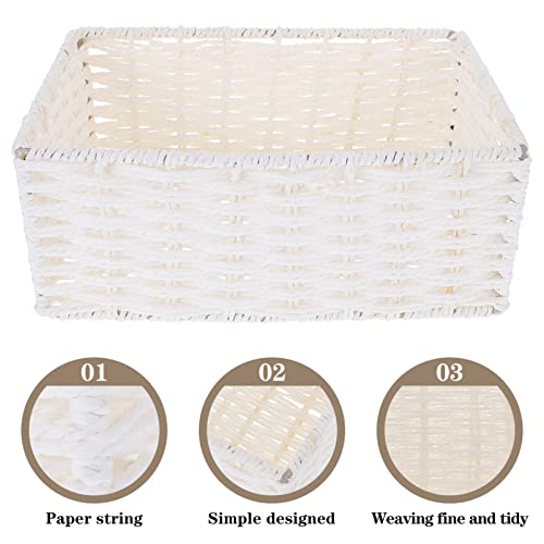 VOSAREA Rattan Woven Storage Baskets Bins: 22CM Water Hyacinth Shelf Basket Seagrass Wicker Makeup Organizer Toilet Paper Container Box Laundry Holder