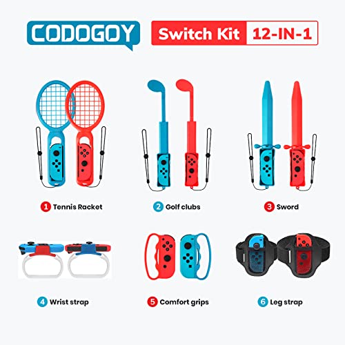 Switch Sports Accessories - CODOGOY 12 in 1 Switch Sports Accessories Bundle for Nintendo Switch Sports, Family Accessories Kit Compatible with Switch/Switch OLED Sports Games