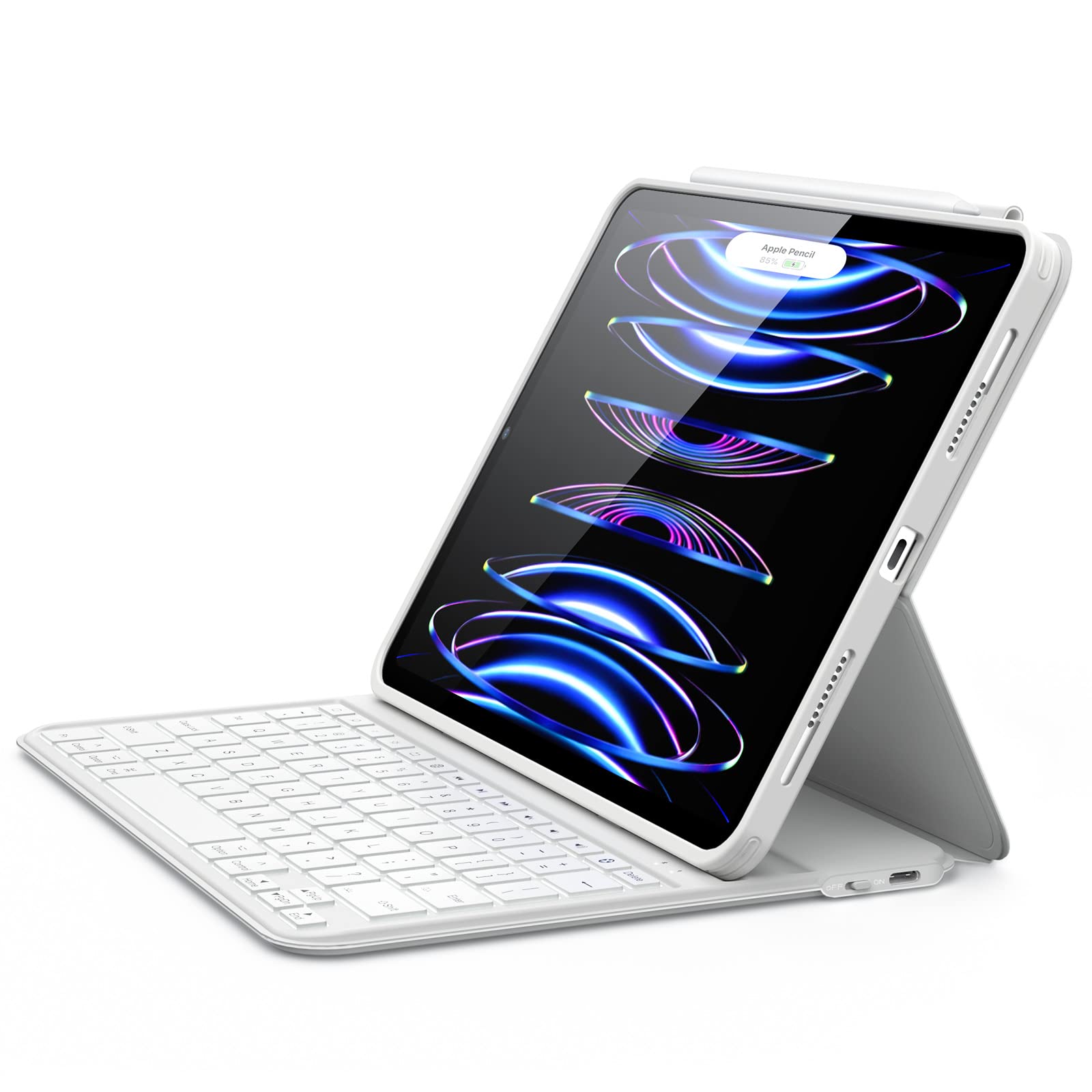 ESR iPad Keyboard Case for iPad Pro 11 inch (1st, 2nd, 3rd, 4th Generation) and iPad Air (4th, 5th Generation), iPad Magnetic Detachable Keyboard Case, Multi Adjustable Mode, Light and Portable, White