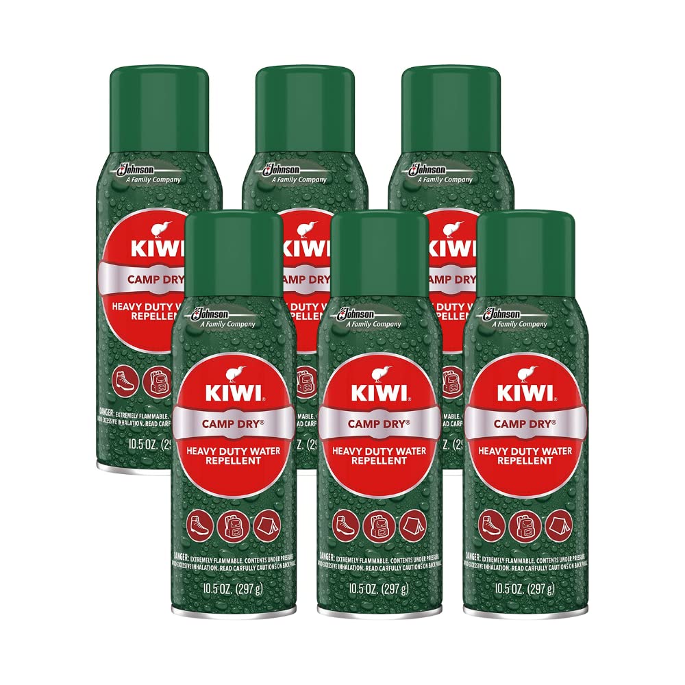 Kiwi Heavy Duty Water Protector, Camp Dry, Long Lasting & Breathable Water Protection, Effective on Leather, Canvas, Outdoor Gear & All Breathable Material, 10.5 OZ (Pack of 6)