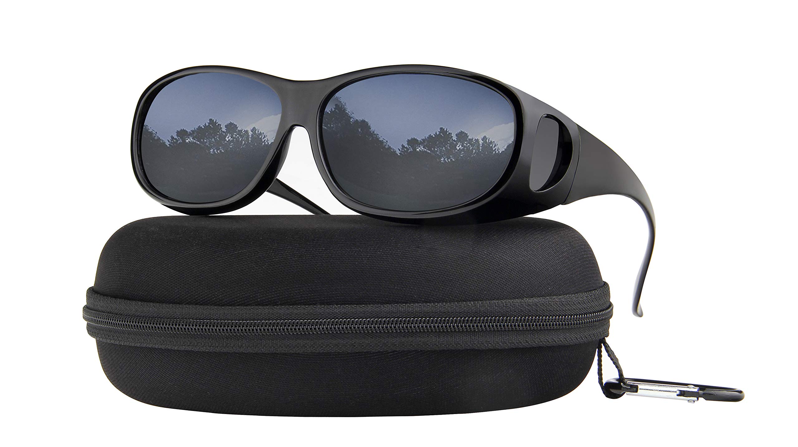 Fit Over Sunglasses Polarized Lens Case Included Wear Over Prescription Eyeglasses 100% UV Protection for Men and Women Silver Mirror Lens