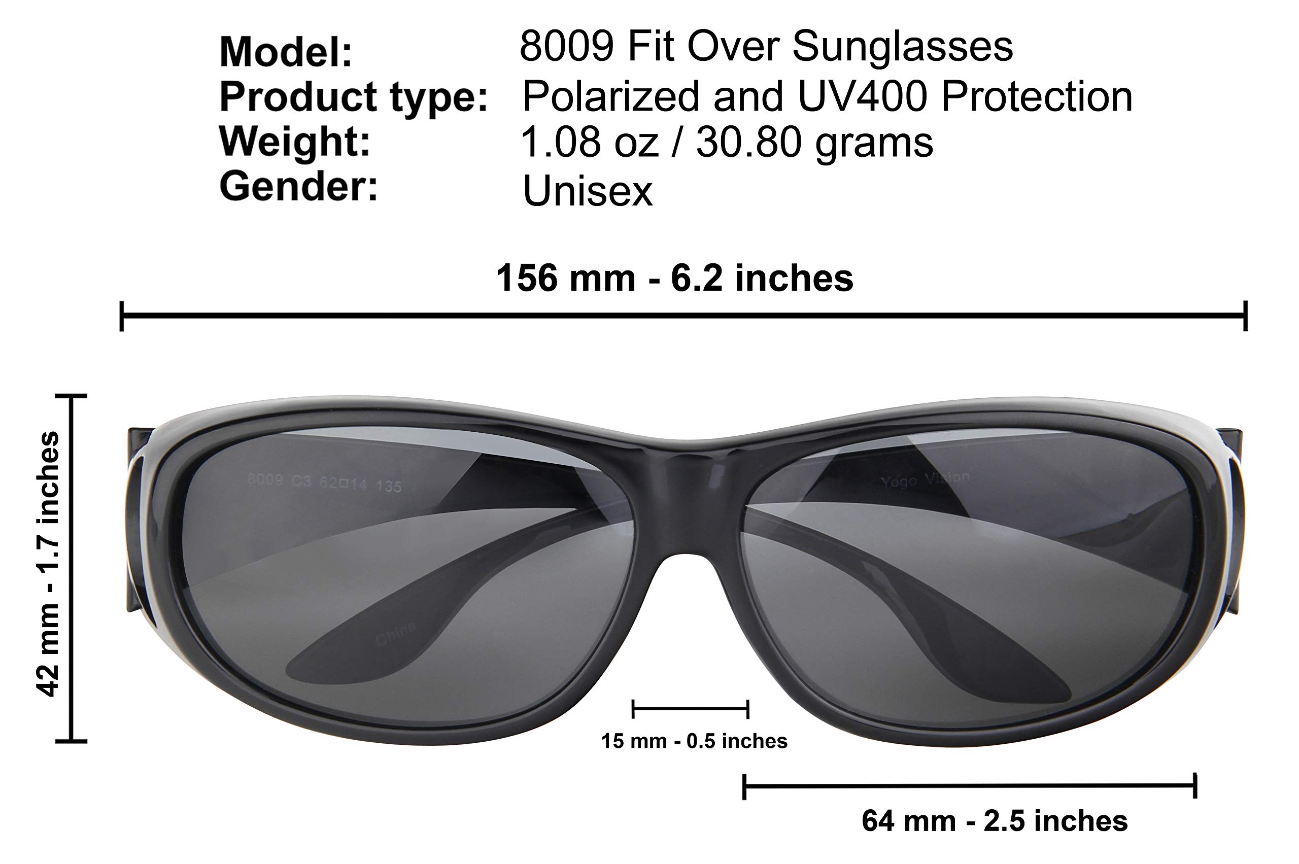 Fit Over Sunglasses Polarized Lens Case Included Wear Over Prescription Eyeglasses 100% UV Protection for Men and Women Silver Mirror Lens