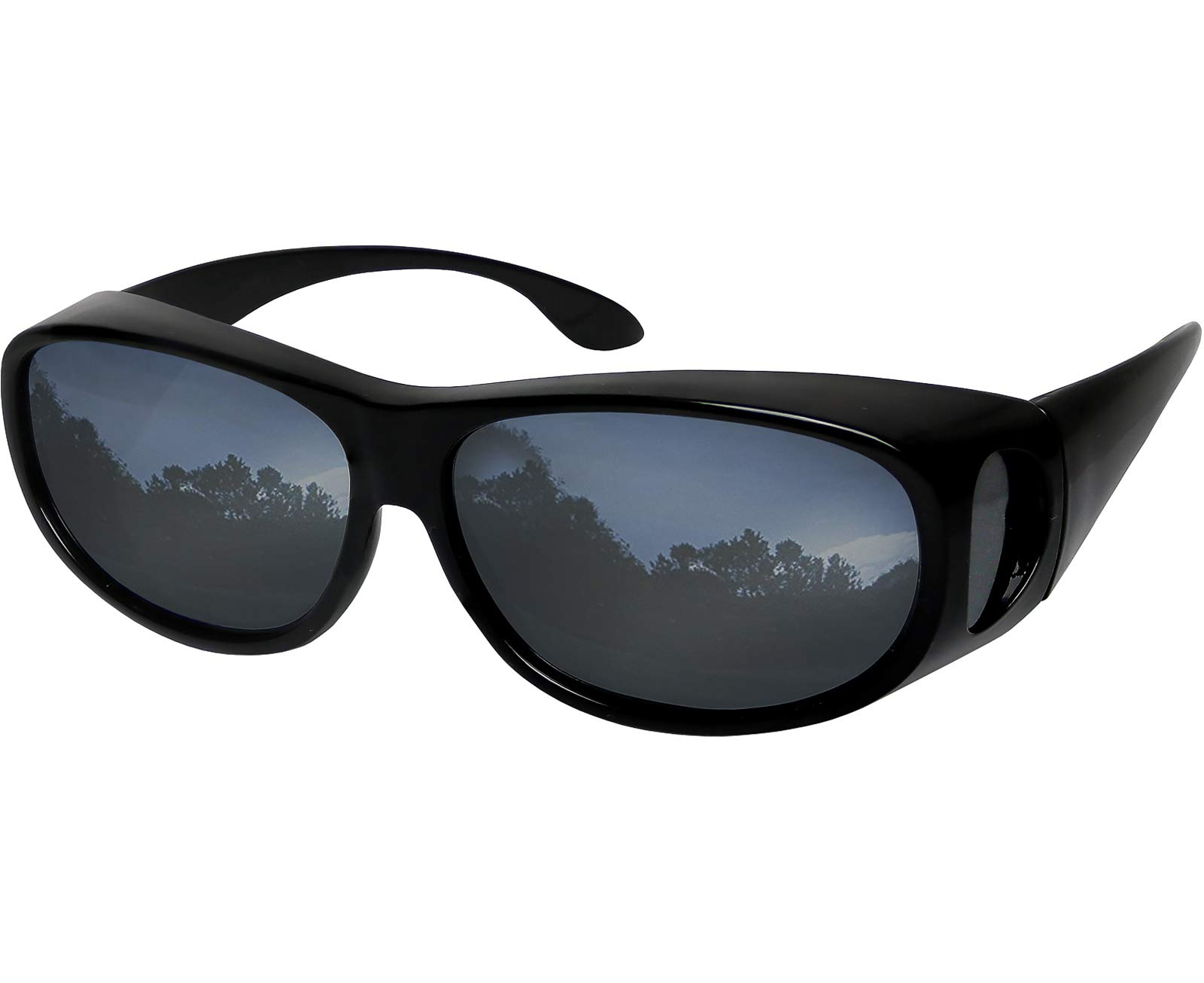 Fit Over Sunglasses Polarized Lens Case Included Wear Over Prescription Eyeglasses 100% UV Protection for Men and Women Silver Mirror Lens